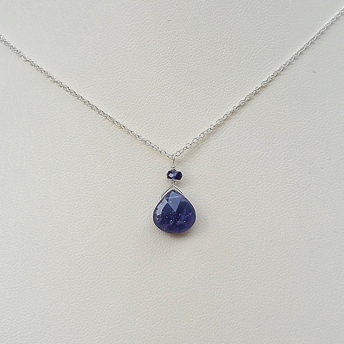 Iolite Drop Pendant Necklace Rubarb Jewelry
